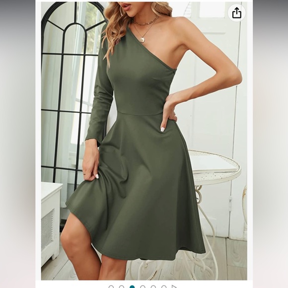 Dresses | One Shoulder Long Sleeve Dress Elegant A Line | Poshmark